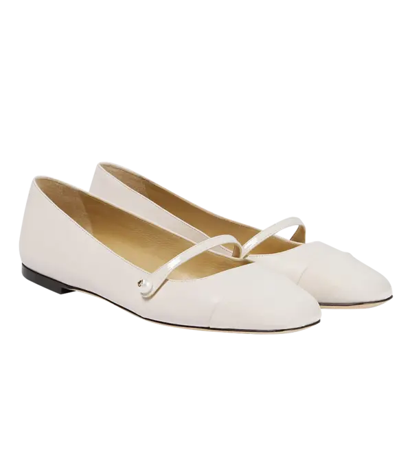JIMMY CHOO Elisa Embellished Leather Ballet Flats