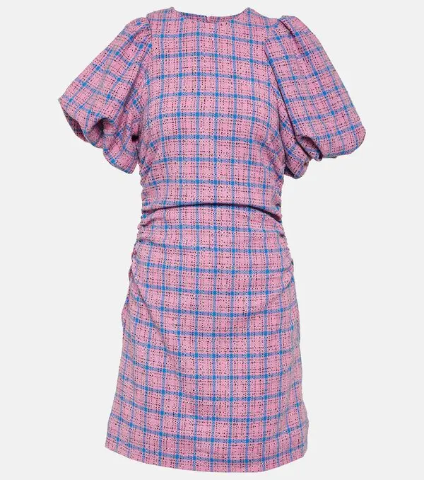 GANNI Checked Cotton-blend Minidress