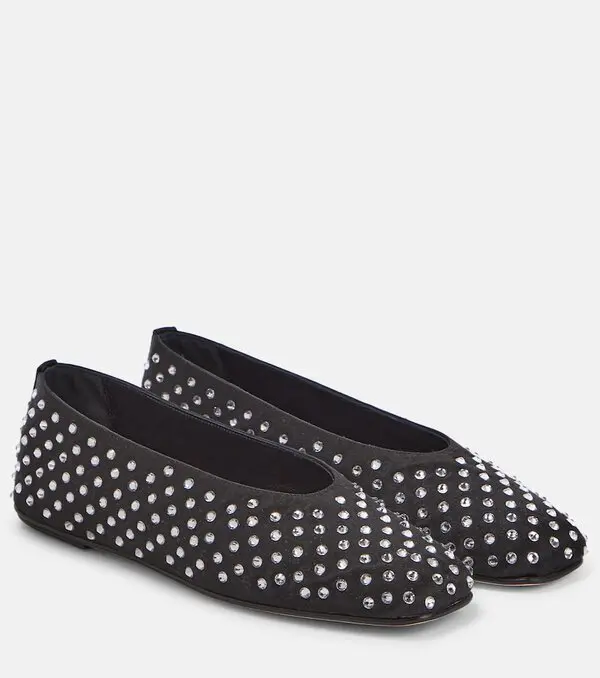 Magda Butrym Embellished Satin Ballet Flats - Black
