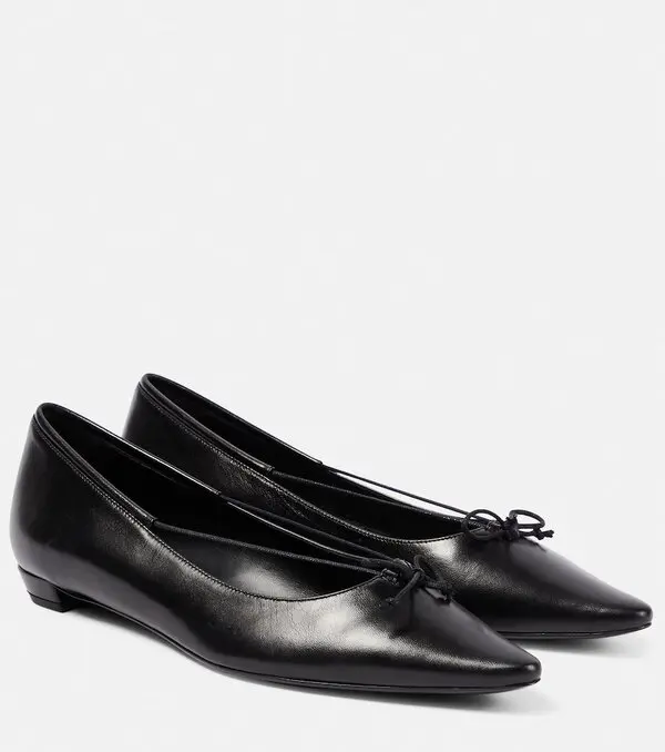 THE ROW Claudette Bow Leather Ballet Flats