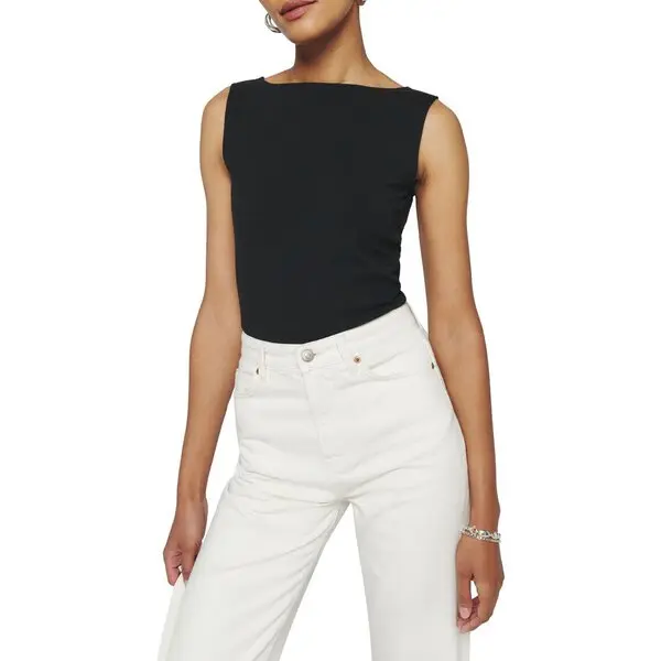 REFORMATION Dusk Stretch Knit Top - Black
