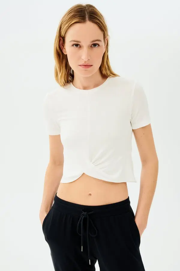 Splits59 Daisy Jersey Cropped Tee - White