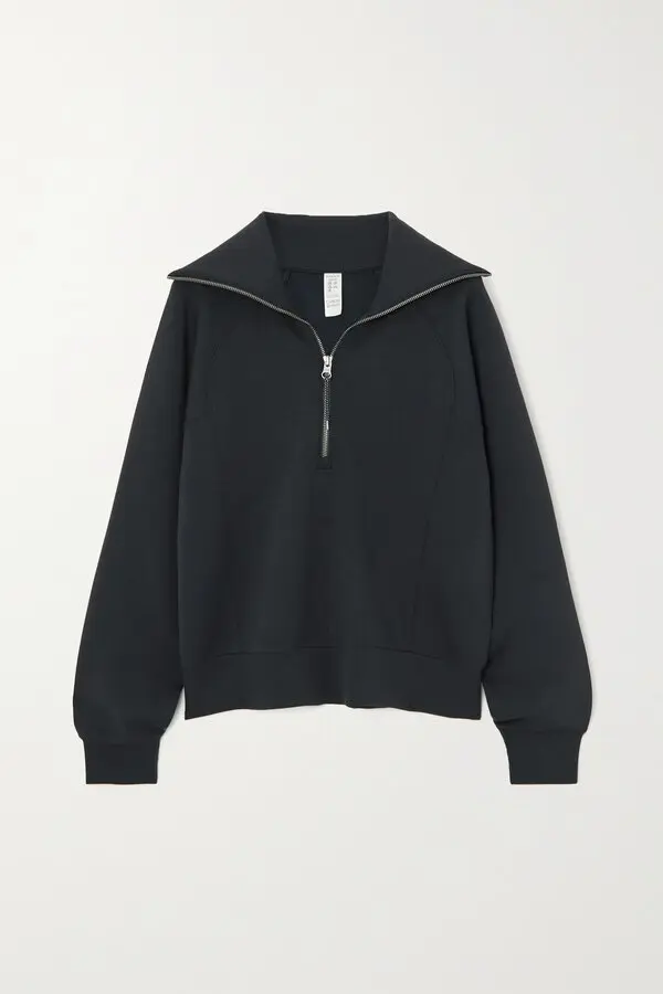 Spanx Airessentials Stretch-jersey Half-zip Sweatshirt - Black