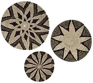 KAZI Hand-crafted 3-piece Woven Round Wall Basket Set