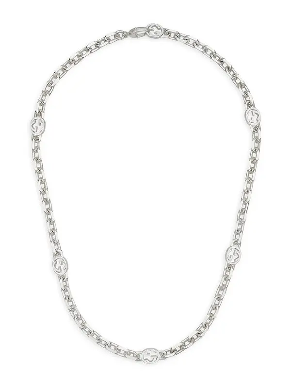Gucci Sterling Interlocking G Logo Chain Necklace - Silver | Editorialist