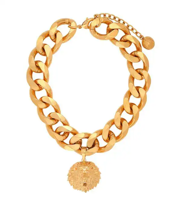 Balmain Gold-Tone Lion Head Chain Necklace - Multi | Editorialist