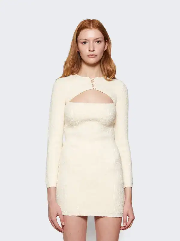 Alexander Wang Boucle Long Sleeve Mini Dress With Cutout In