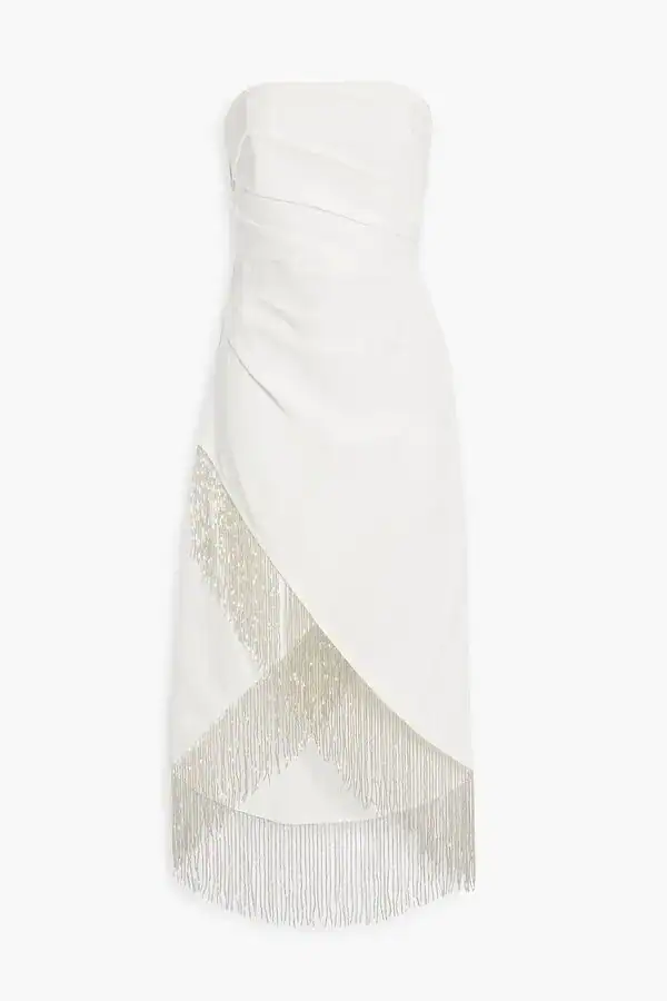 marchesa notte embroidered fringe dress Fringe Cocktail Dress main image 1
