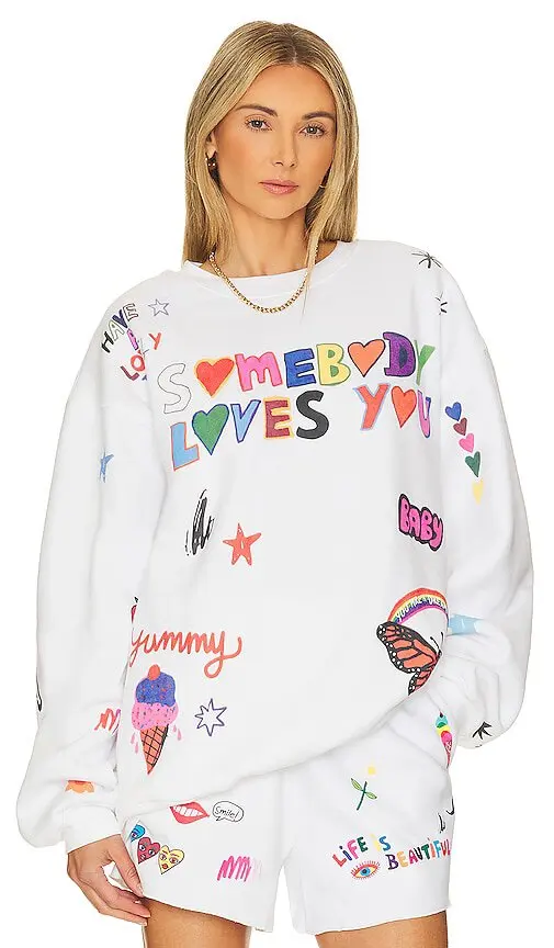 THE MAYFAIR GROUP Somebody Loves You Crewneck - White