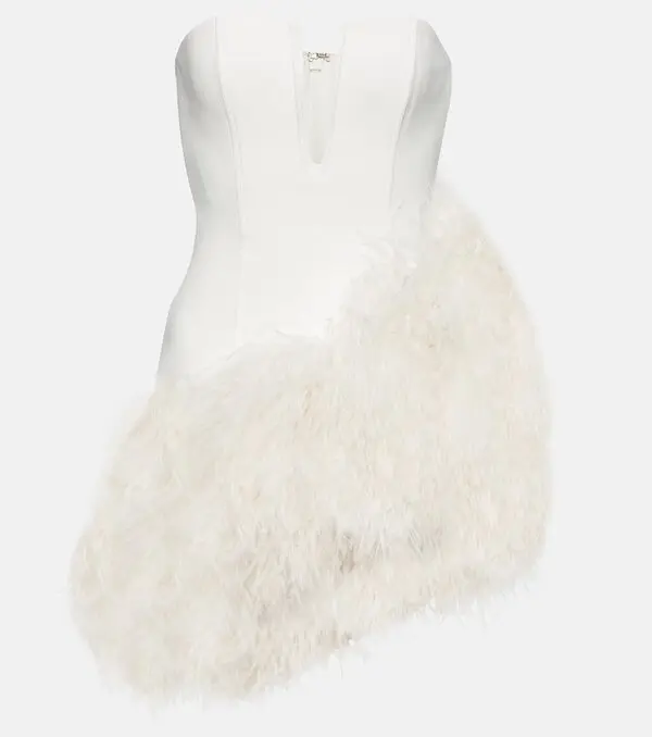 David Koma Bridal Feather-trimmed Mini Dress