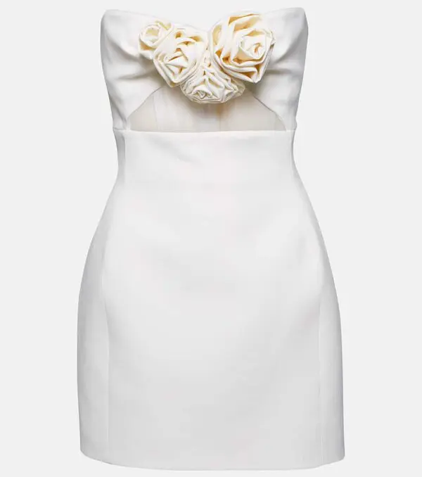 Magda Butrym Floral-appliqué Bustier Dress - White