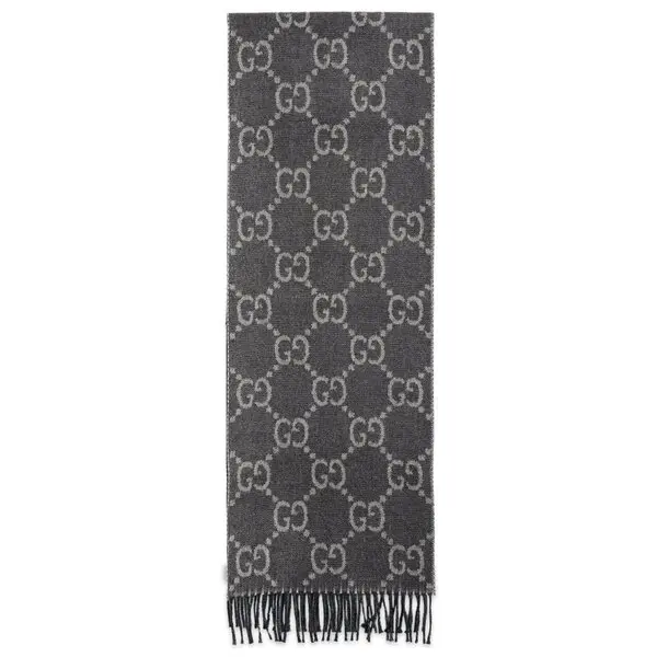 Gucci Gg Jaquard Scarf - Black/dark Grey