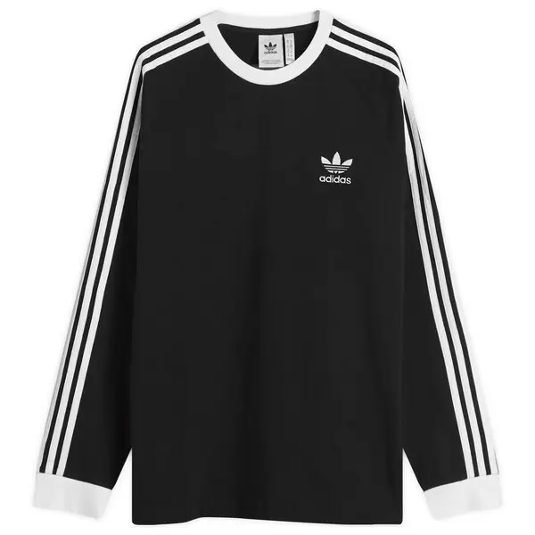Adidas Long Sleeve 3 Stripe T-shirt - Black