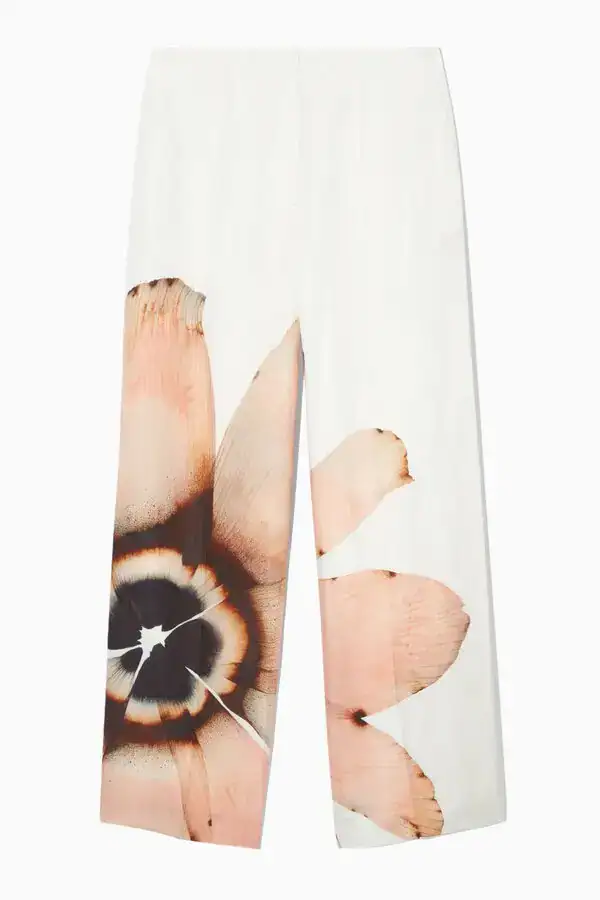 Cos Digital-Print Floral Wide-Leg Pants - White | Editorialist