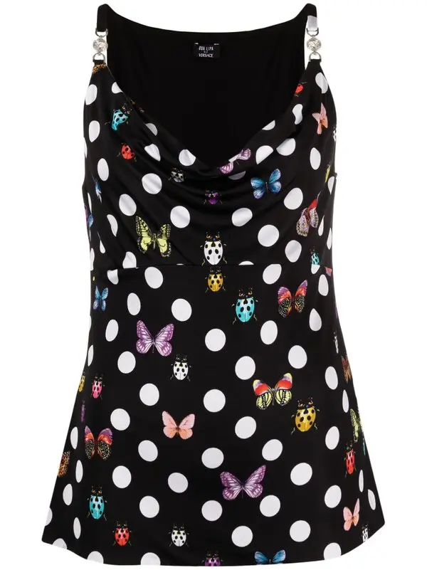 Versace X Dua Lipa Butterflies Sleeveless Top In Black 60% Off