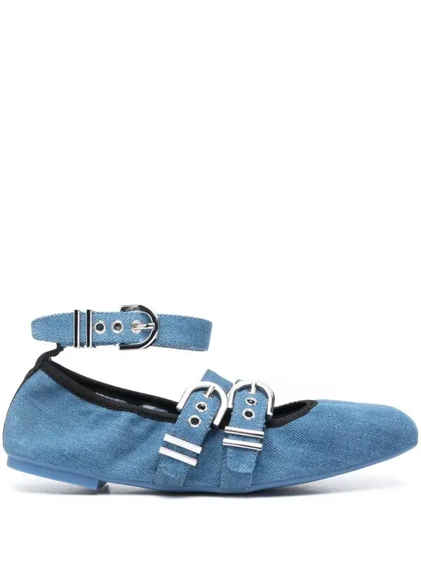 STUART WEITZMAN Maverick Leather Ballerina Flats - Blue