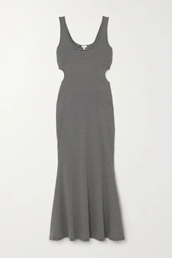 Skin Frederica Cutout Striped Organic Cotton-Jersey Maxi Dress In Black -  40% Off | Editorialist