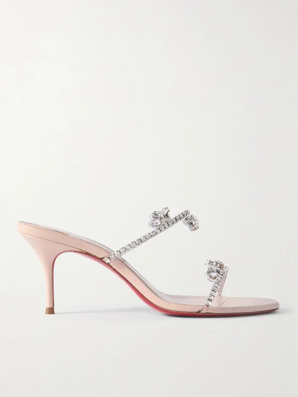 CHRISTIAN LOUBOUTIN Just Queen 70 Crystal-embellished Mules - Silver