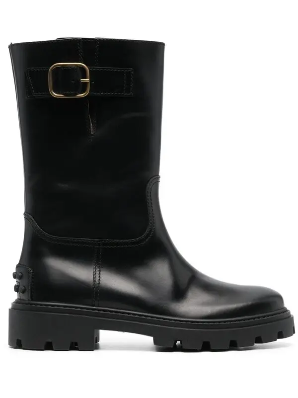 TOD'S Buckle-detail Leather Boots - Black