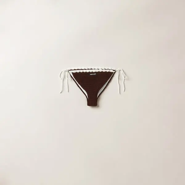Miu Miu Cotton Bikini Bottom - Cocoa Brown