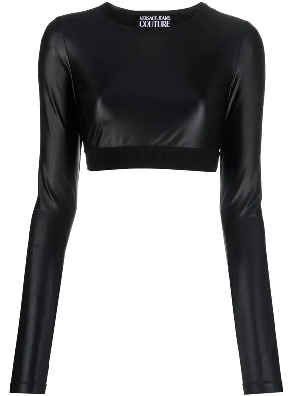 Versace Logo-underband Crop Top - Black