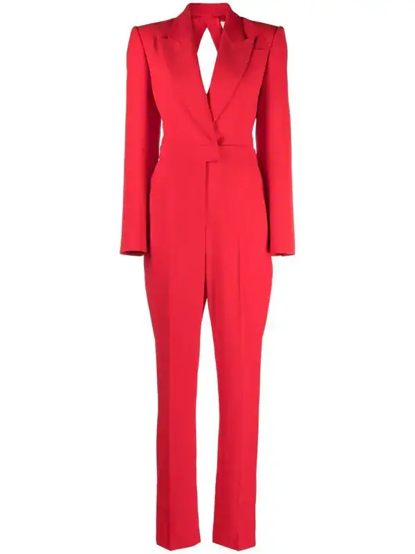 Alexander Mcqueen Backless Blazer Jumpsuit In Red 15% Off