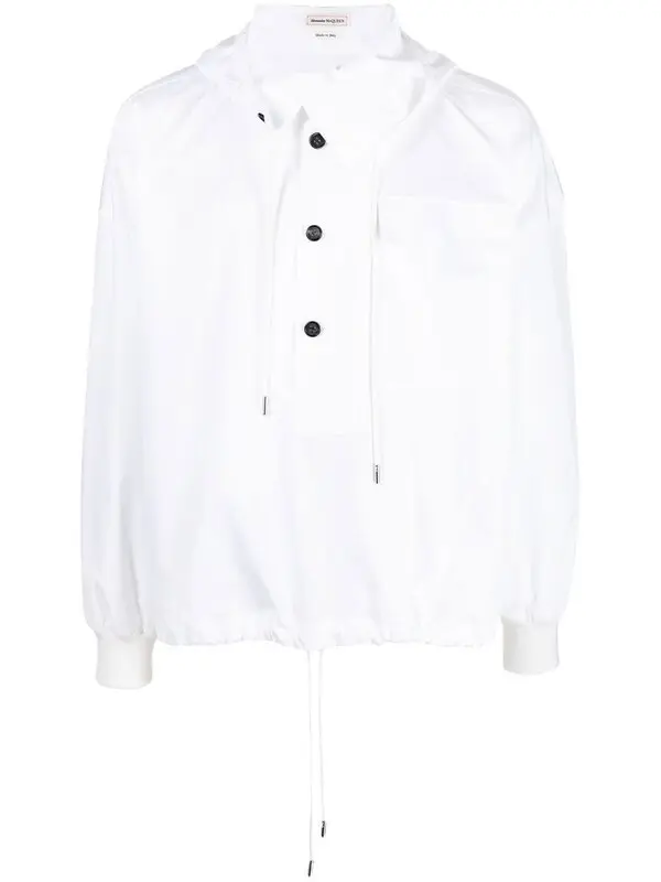 Alexander McQueen Cotton Logo-print Buttoned Hoodie