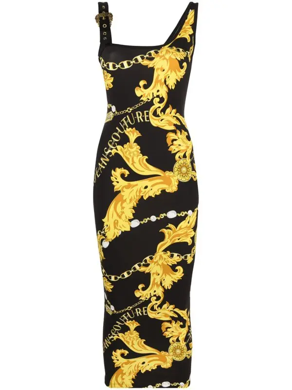 Versace Chain Couture Buckle-strap Midi Dress