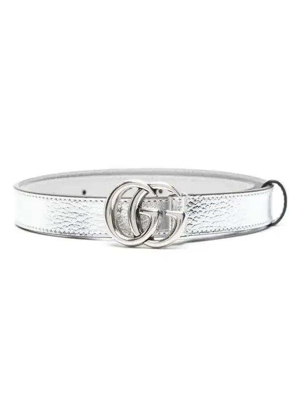 Gucci Gg Marmont Thin Leather Belt Silver Editorialist