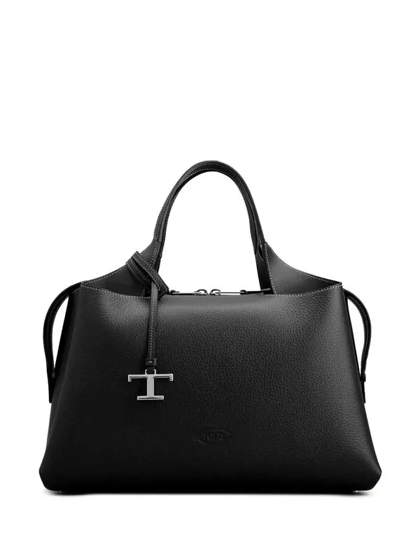 TOD'S Logo-pendant Leather Shoulder Bag - Black