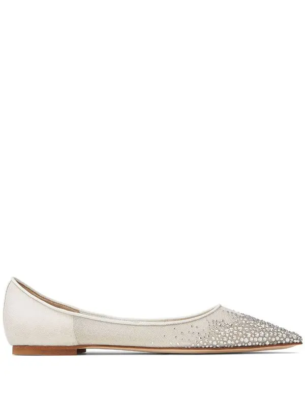 JIMMY CHOO Love Crystal-embellished Ballerinas - White
