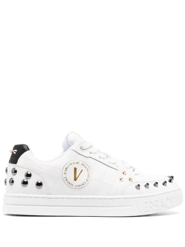 Versace Spiked Stud-design Leather Sneakers