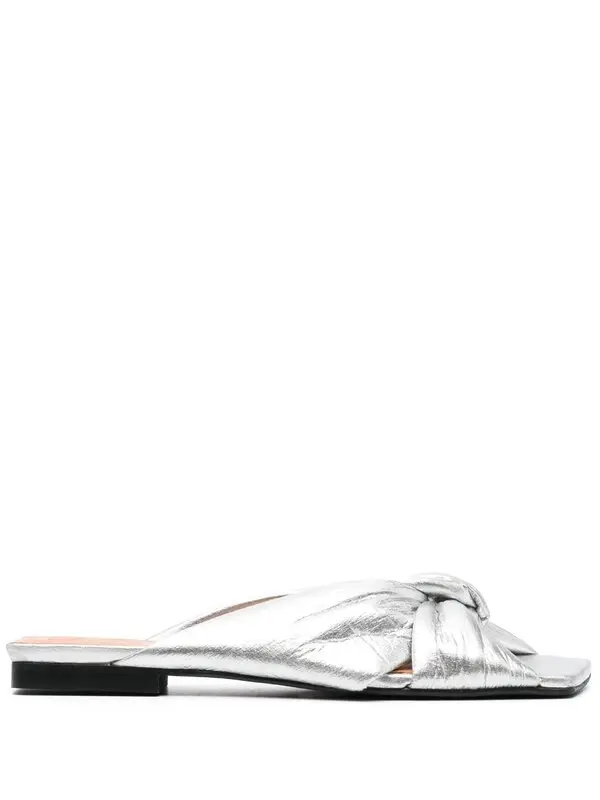 GANNI Metallic Knot-detail Sandals