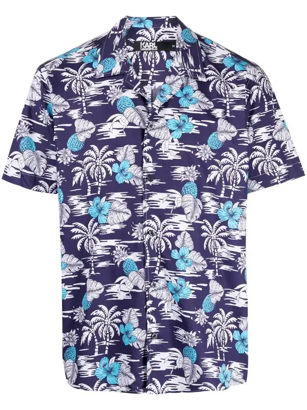 Karl Lagerfeld Palm Tree-print Cotton Shirt