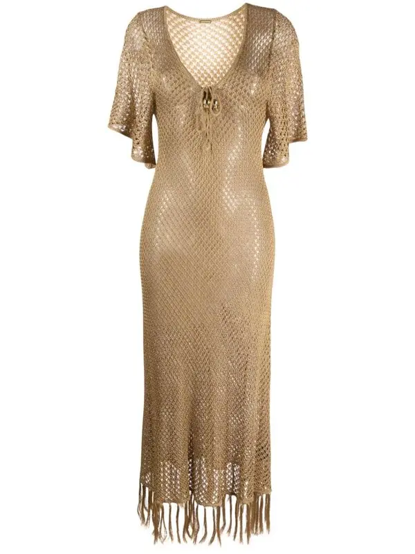 Dodo Bar Or Fringed Midi Knit Dress