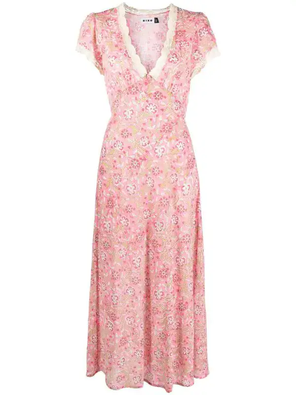 knee length dresses for ladies Clarice Chiffon Midi Dress in Multi Butterfly Floral Black