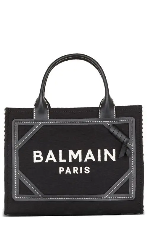 Balmain Small B-army Monogram Shopper Tote - Ivory/black