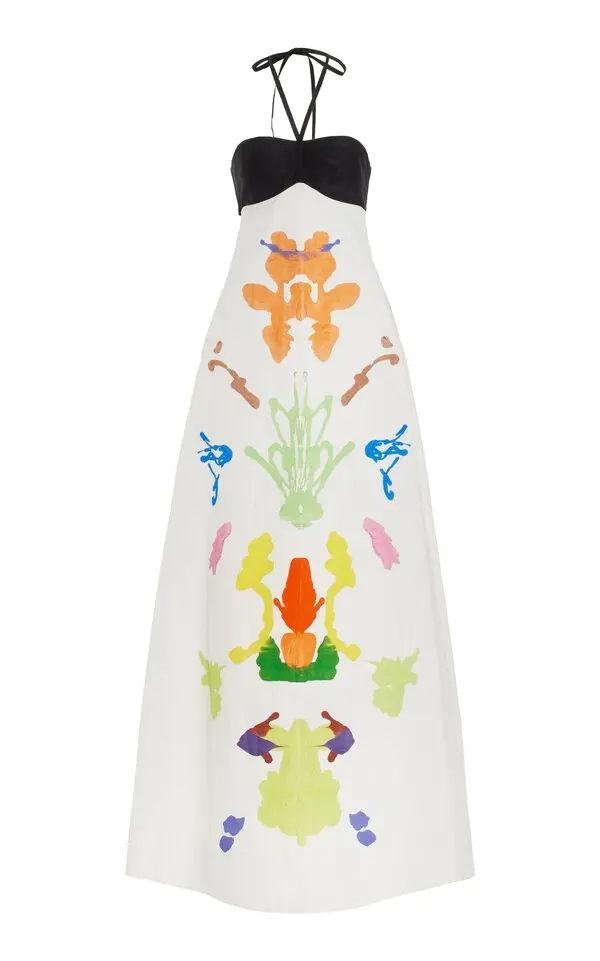 Rosie Assoulin Rorschach Halter Maxi Dress