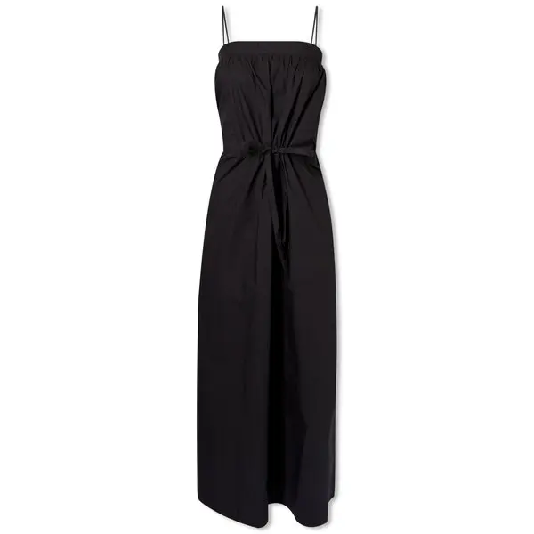 GANNI Cotton Poplin Maxi Strap Dress - Black | Editorialist