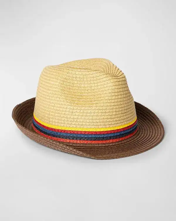 Beige Paul Smith Trilby Hat Paul Smith Bright Stripe Straw Fedora