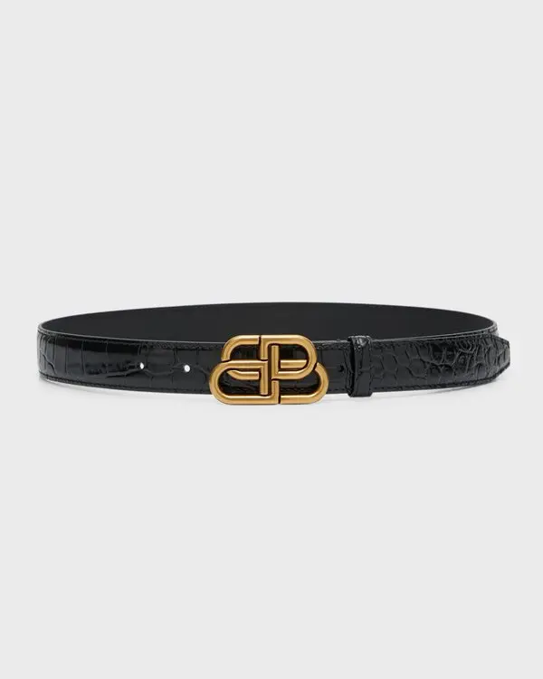 Balenciaga Bb Thin Leather Belt