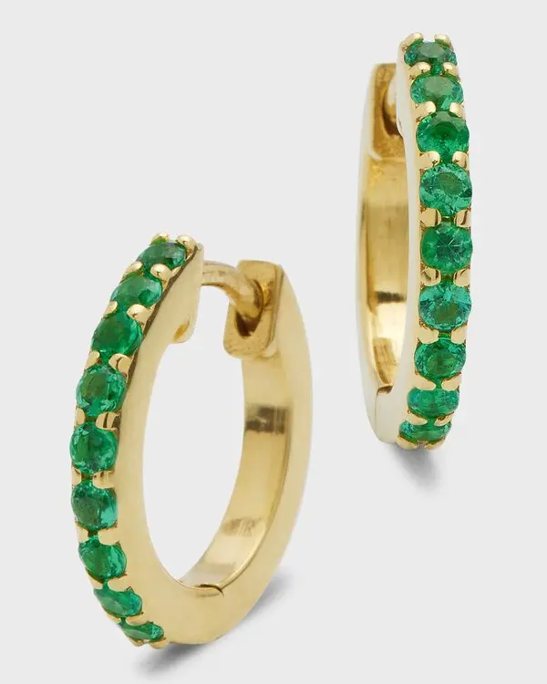 JENNIFER MEYER Small Emerald Huggie Earrings