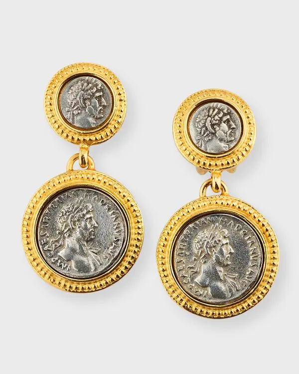 BEN-AMUN 24k Electroplated Coin Drop Earrings