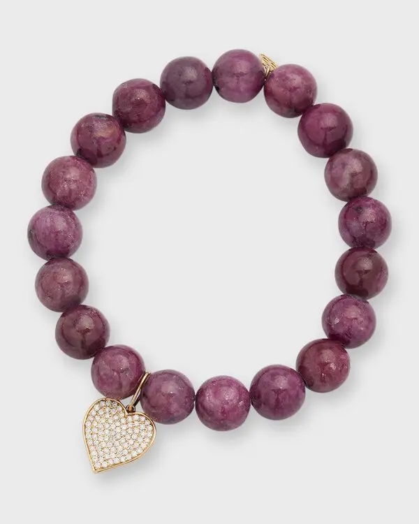 SYDNEY EVAN Bracelet With Diamond And Ruby Charm - Noclr