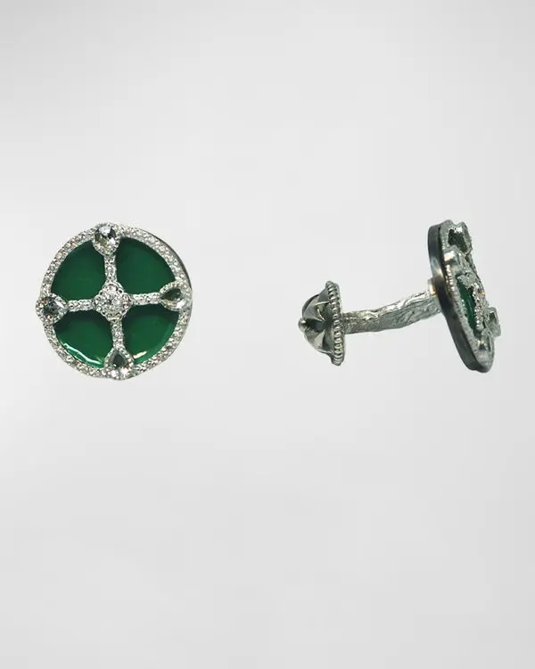 Armenta Diamond And White Sapphire Enamel Cufflinks