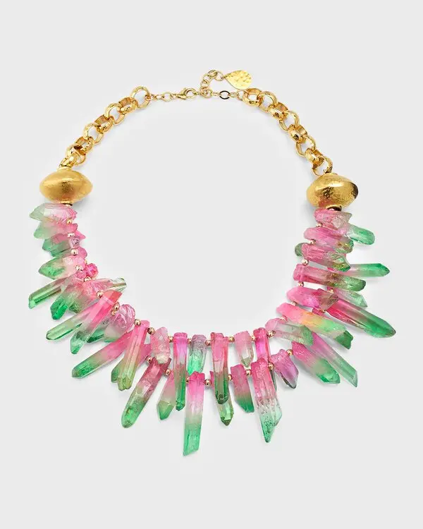 DEVON LEIGH Watermelon Quartz Statement Necklace