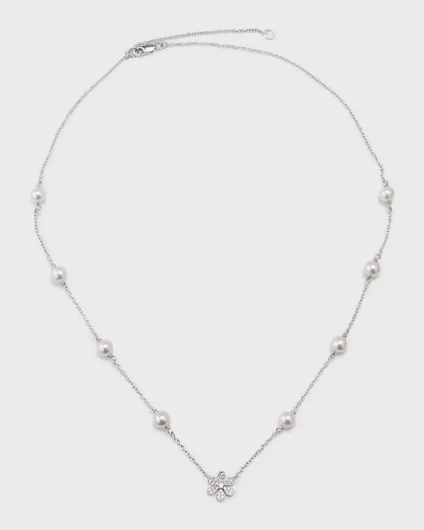 PEARLS BY SHARI Akoya Necklace With Diamond Pendant - Pearl