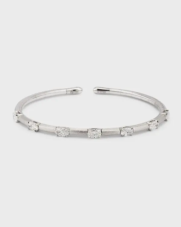 Etho Maria 18k White Gold Diamond Oval Bangle