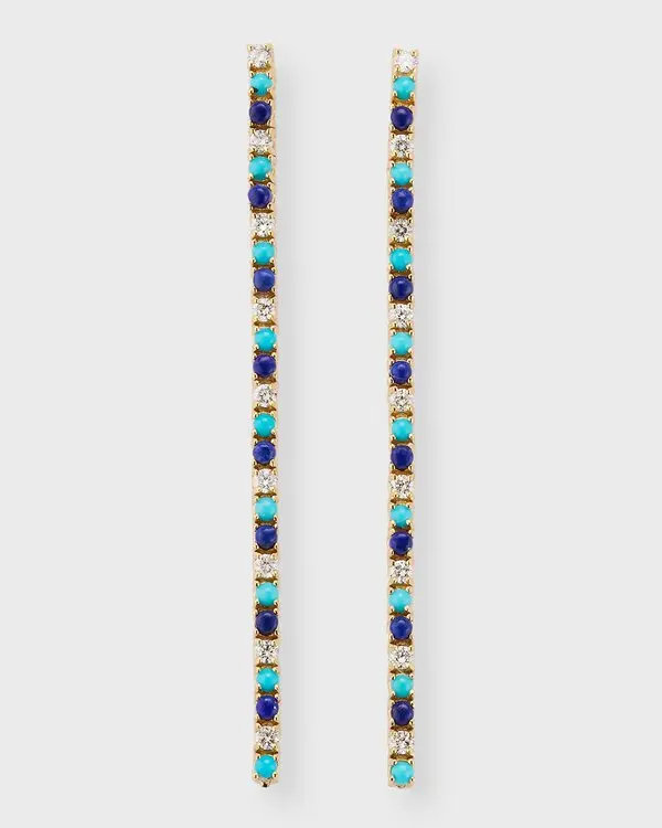 JENNIFER MEYER 18k Yellow Gold Tennis Stud Earrings - Multicolor