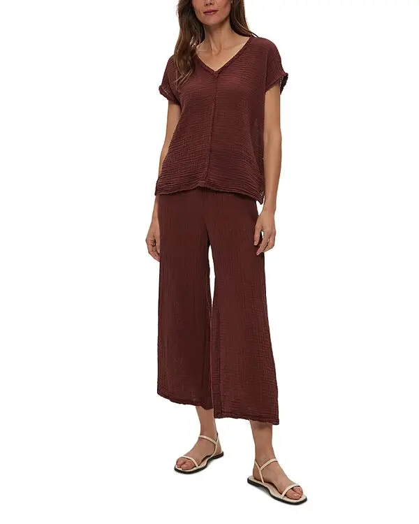 Michael Stars Medina Cotton Smocked Waist Pants - Espresso